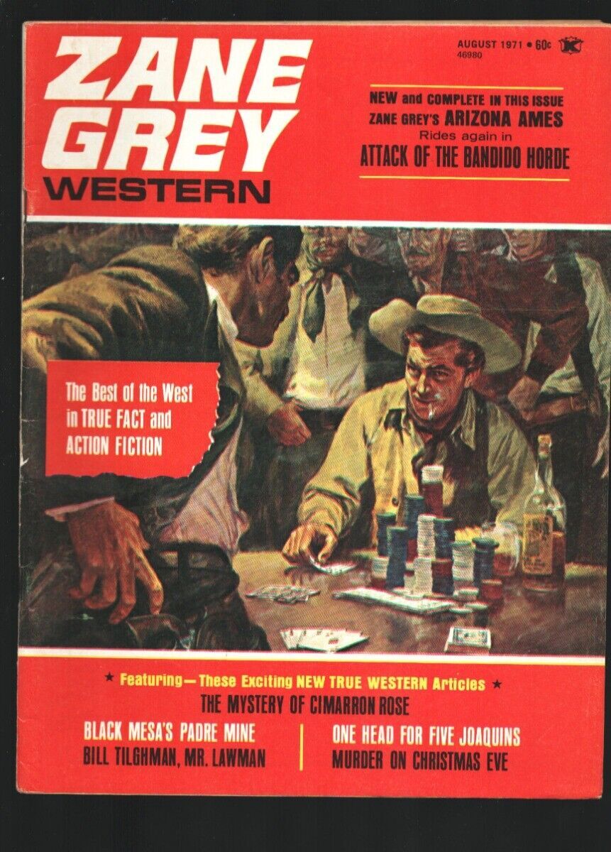Zane Grey Western 8/1971-Cards & chips-poker game cover-Arizona Ames ...