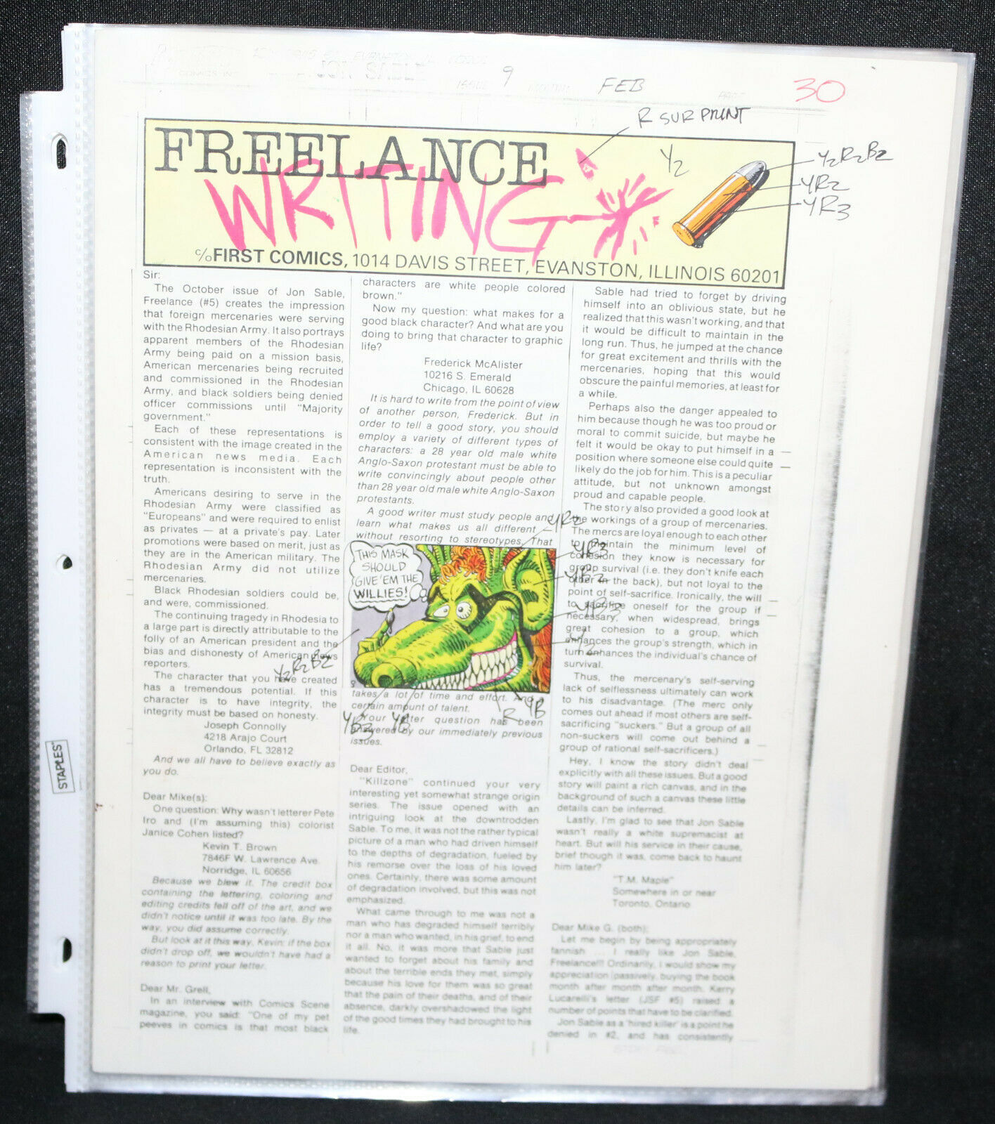 Mars 11pc Misc Letters LOT Color Guide Art Black Flame - 1984 by Bruce ...