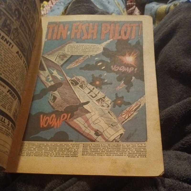 Our Fighting Forces #23 DC comics 1957 silver age "tin fish pilot" war ...