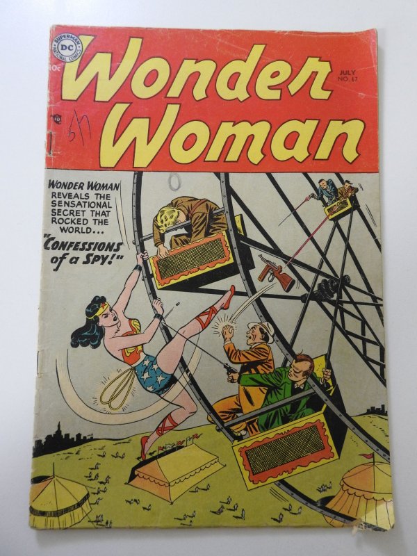 Wonder Woman #67 (1954) GD Condition 2 in spine split, 1 in tear bc ...