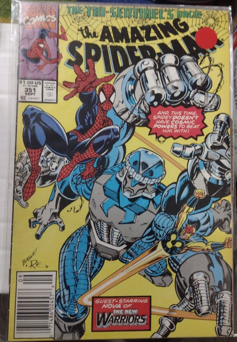 Amazing Spider-Man # 351 1991 Marvel Nova New Warriors Barcode Variant ...