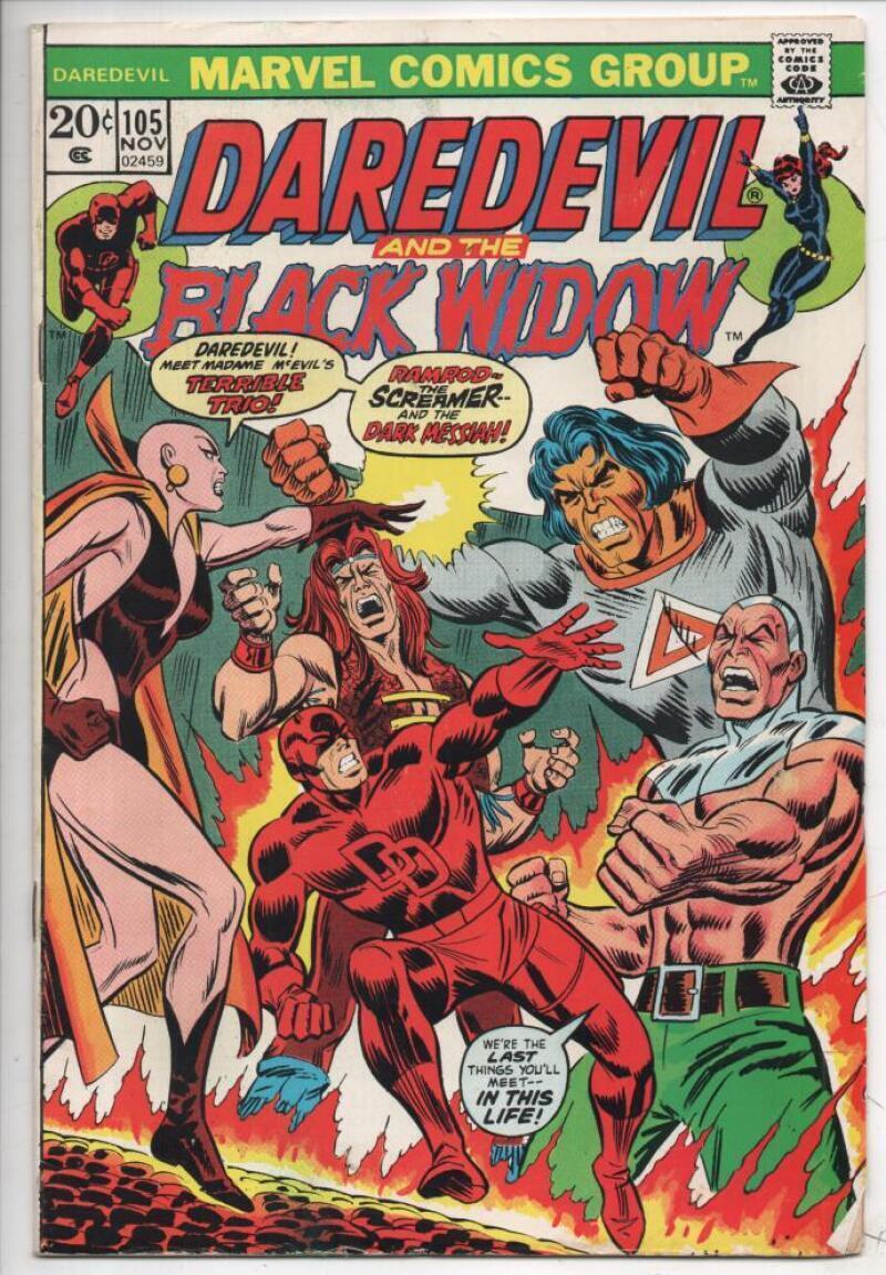 DAREDEVIL #105 FN/VF Moon Dragon, Murdock, Black Widow, 1964 1973 ...