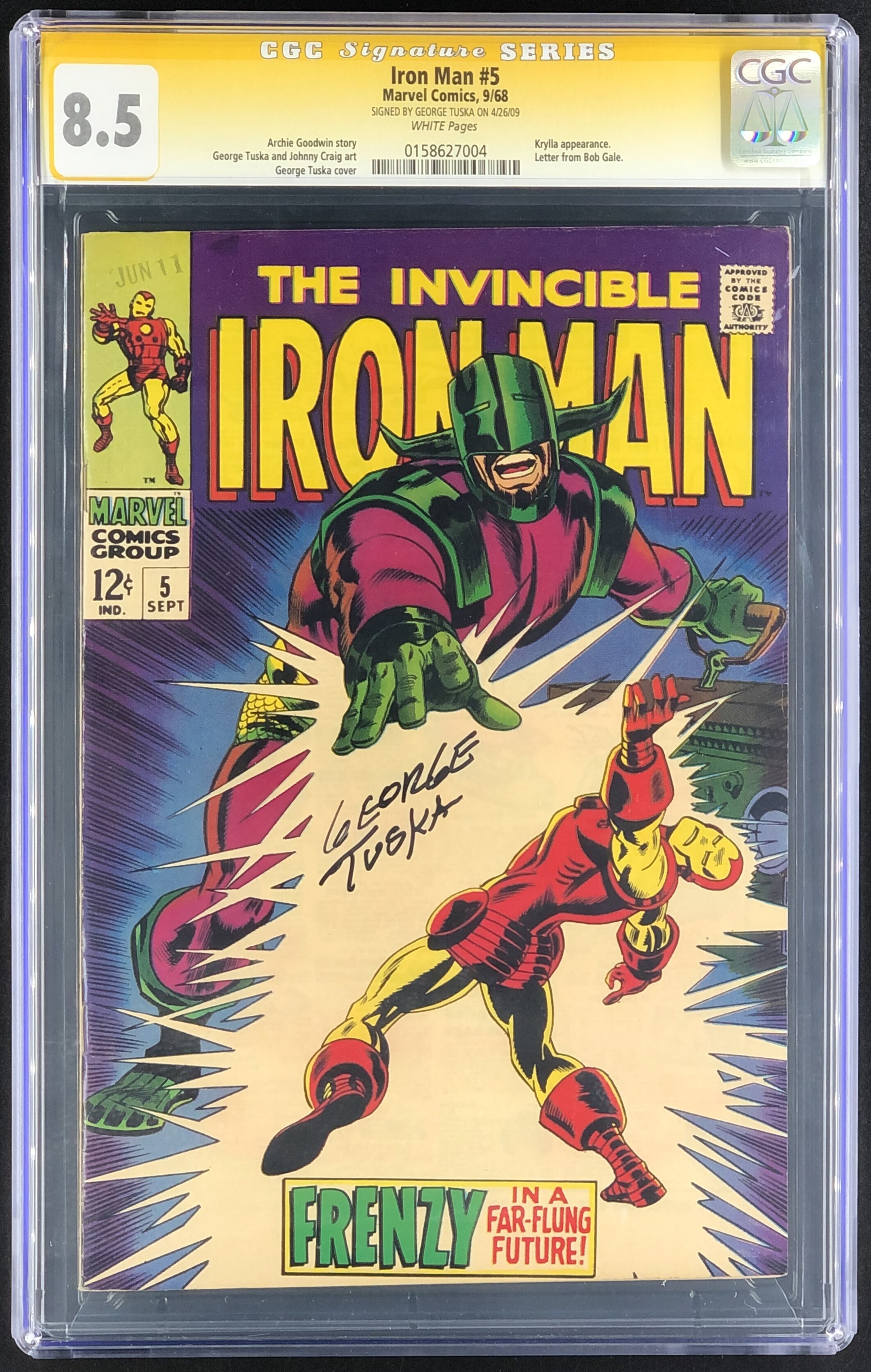 Iron Man #5 (1968) George Tuska CGC 8.5 Signature Series Signed by ...