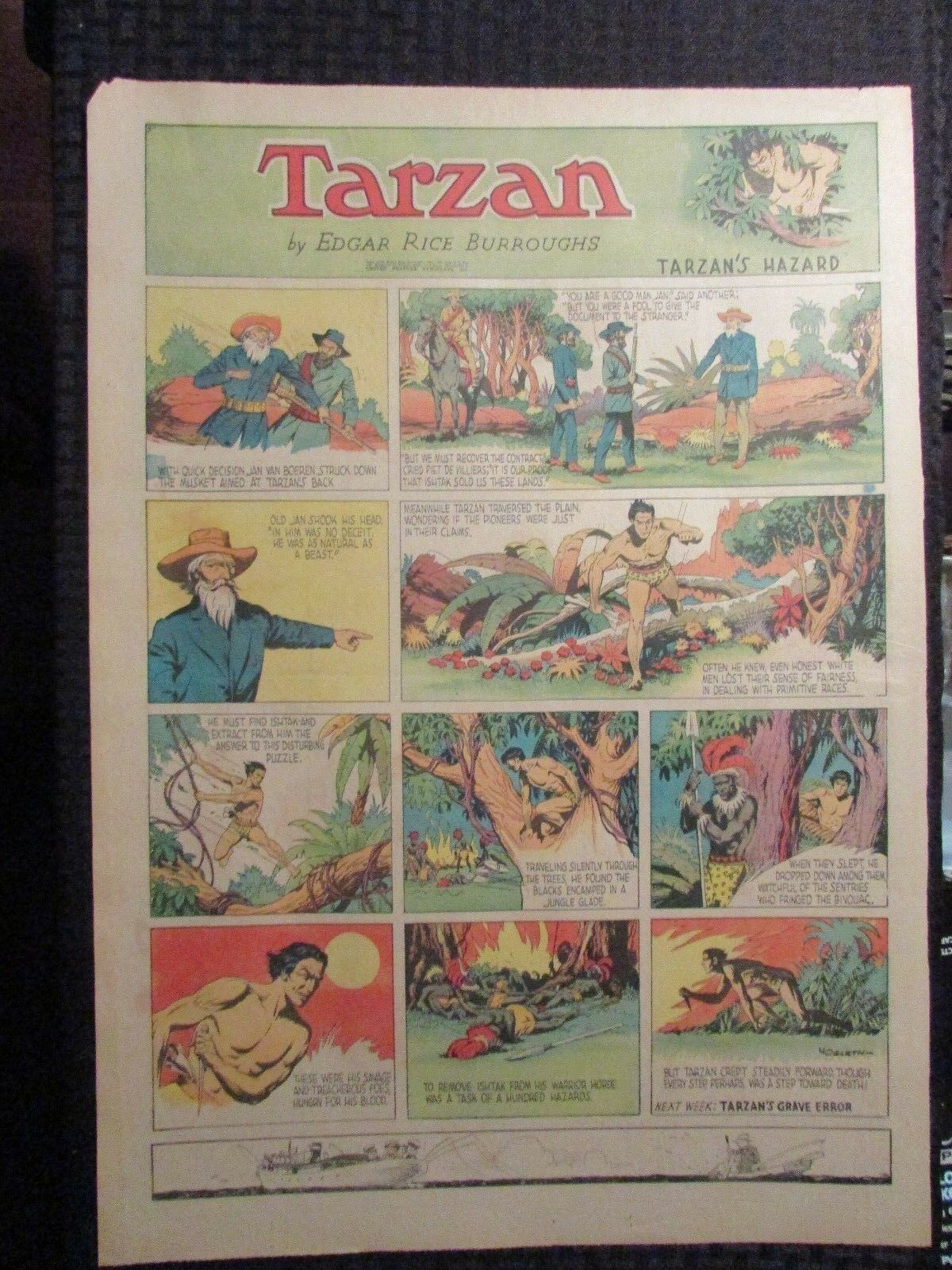 1937 Dec 12 TARZAN 15x21 Sunday Full Page Color Strip VG+ 4.5 ...