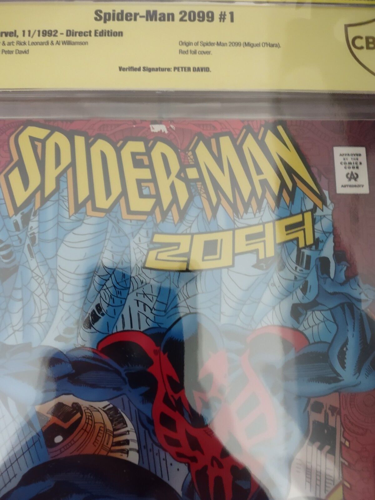 Spider-Man 2099 #1 CBCS 8.5 SS 1992 Key Issue Signed By Peter David ...