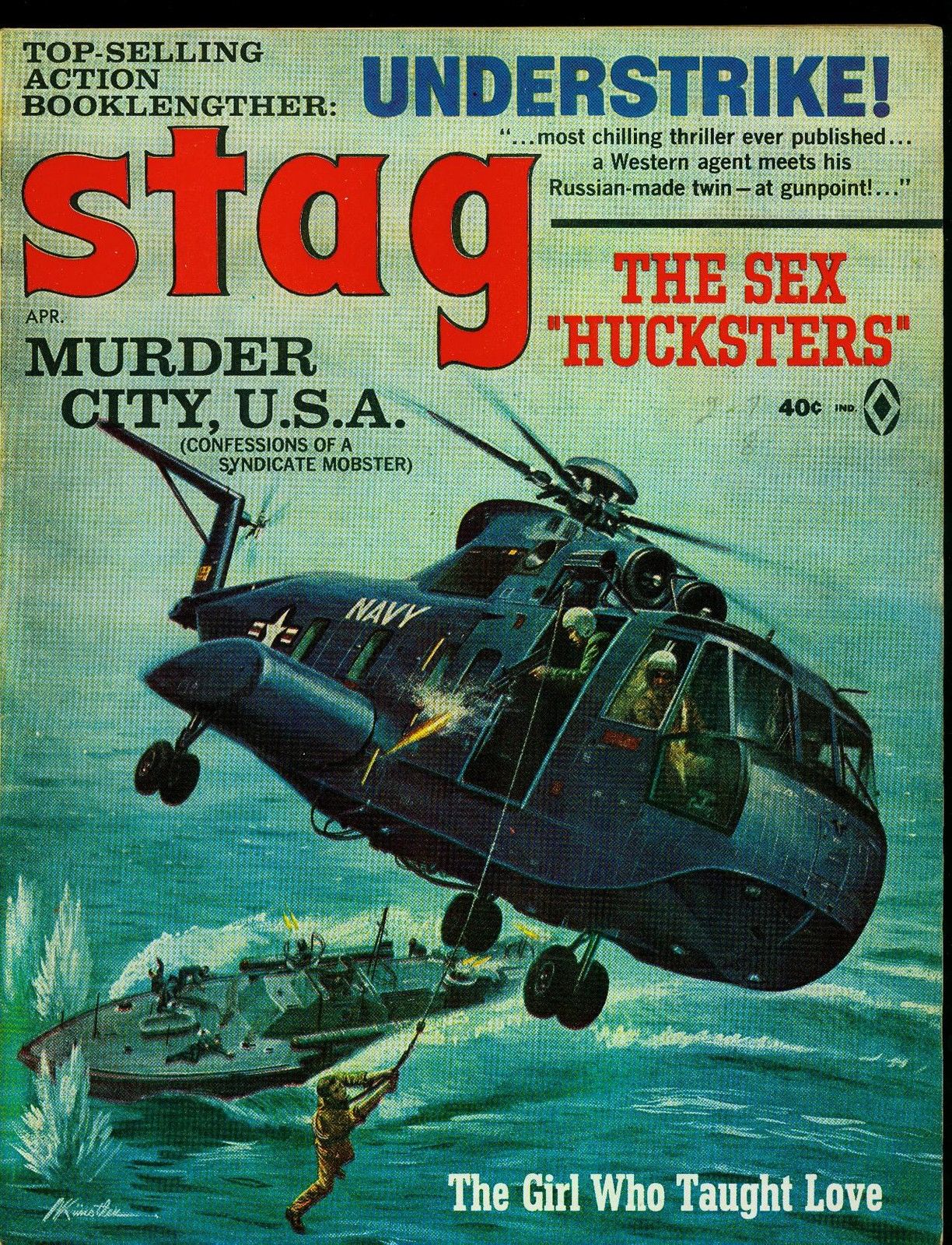 Stag Pulp Magazine April 1966- Chellie Taylor - Helicopter cover FN ...