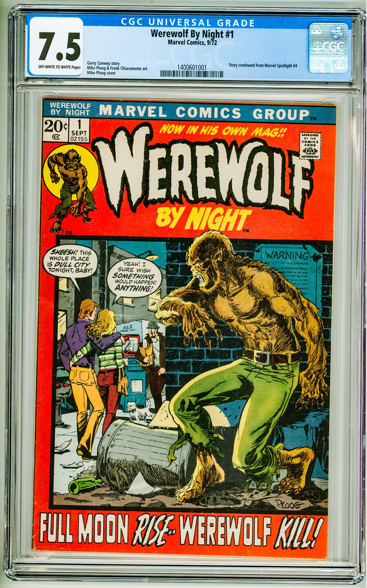 Werewolf by Night #1 (1972) CGC 7.5! OWW Pages! | Comic Books - Bronze ...