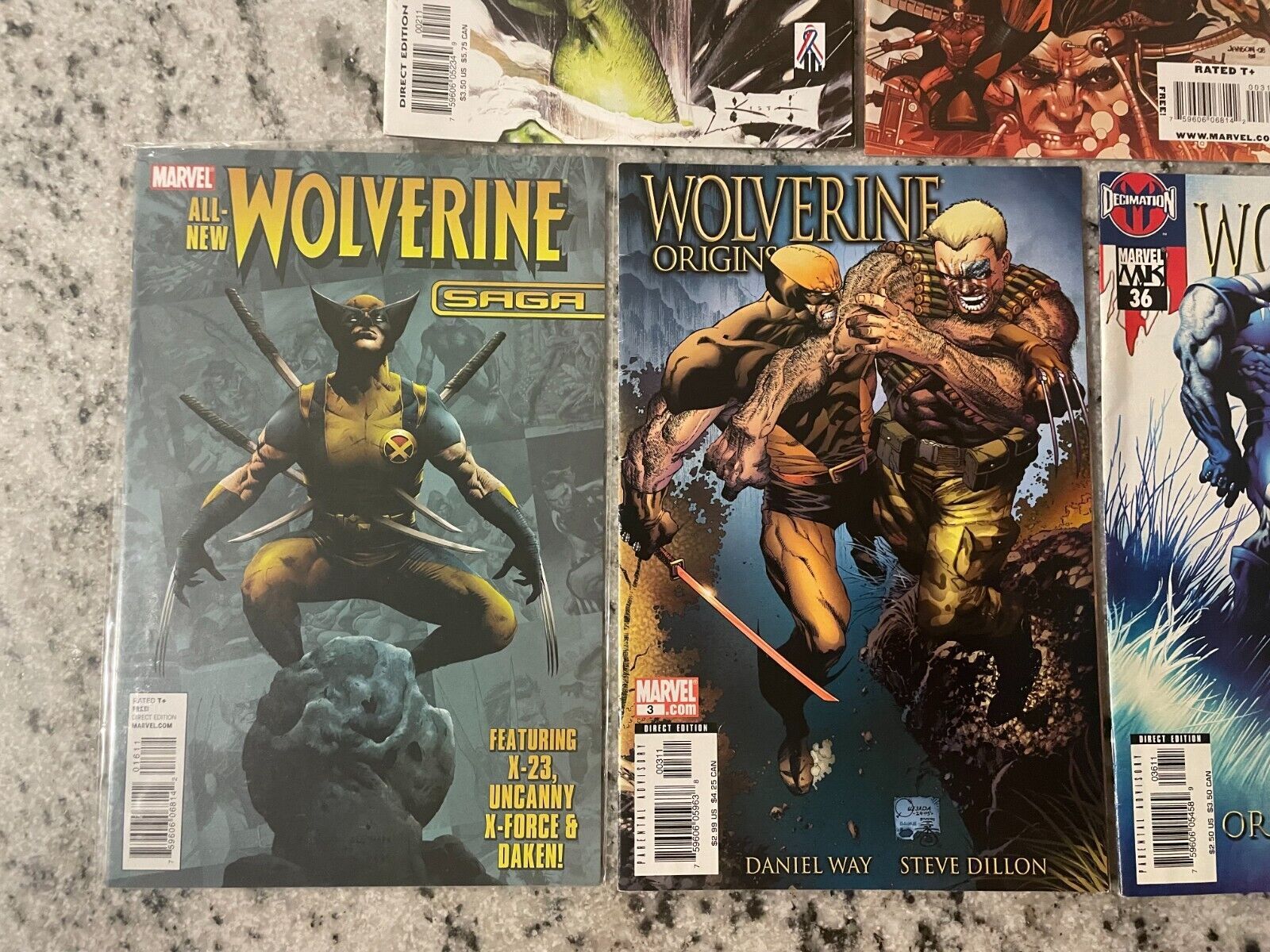 5 Marvel Comic Books Wolverine # 36 Origins 3 Saga 1 Saga 3 Hulk 2 X ...