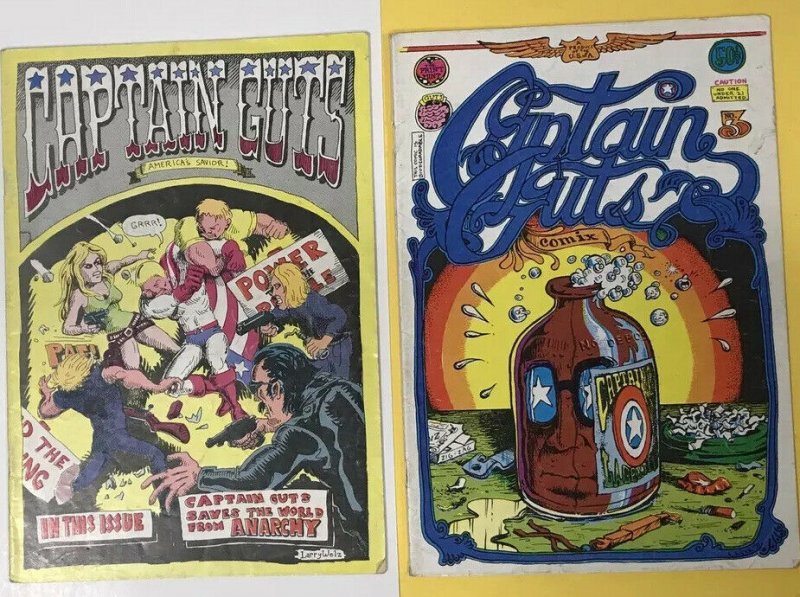 Captain Guts #1 & 3, the Print Mint Underground Comix 1969 Larry Welz ...