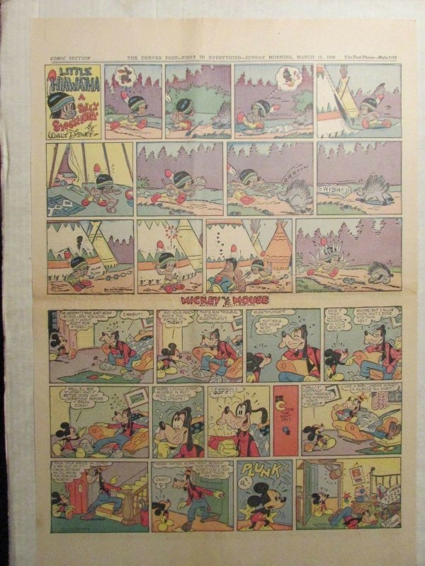 1942 March 15 SUNDAY COMIC PAGE 15x21" FN 6.0 Popeye / Mickey Mouse ...
