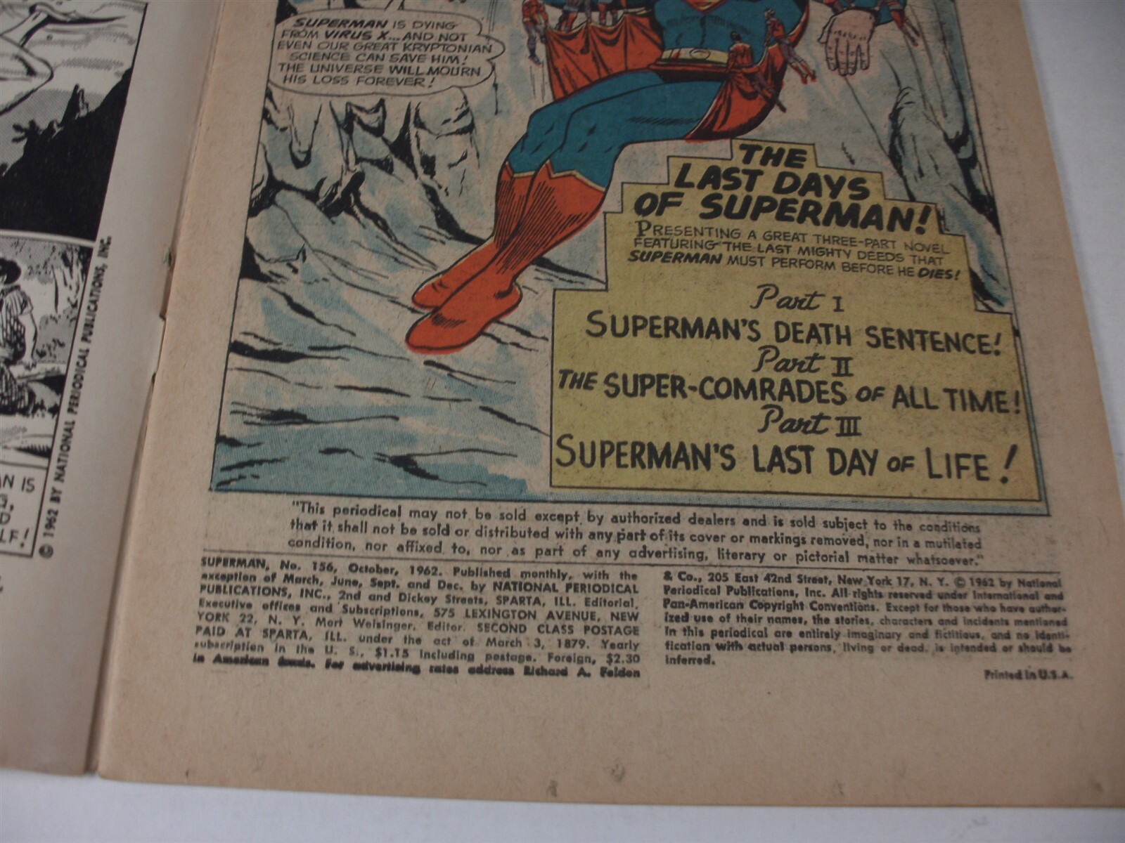 DC National Comics SUPERMAN #156 OCT 1962 (FN-) The Last Days of ...