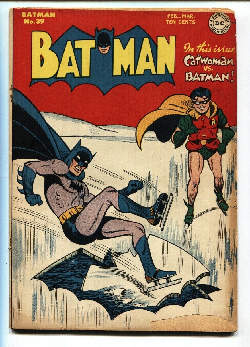 Batman #39 1947-Batman ICE Skating Cvr-Catwoman DC Golden AGE | Comic ...