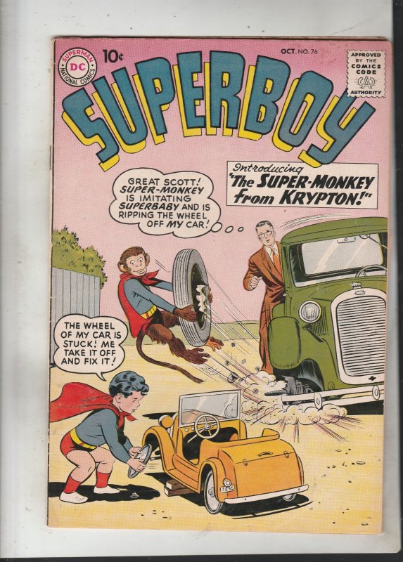 Superboy #76 1959 1st Super-Monkey! Super-Baby cover story, Krypto Utah ...