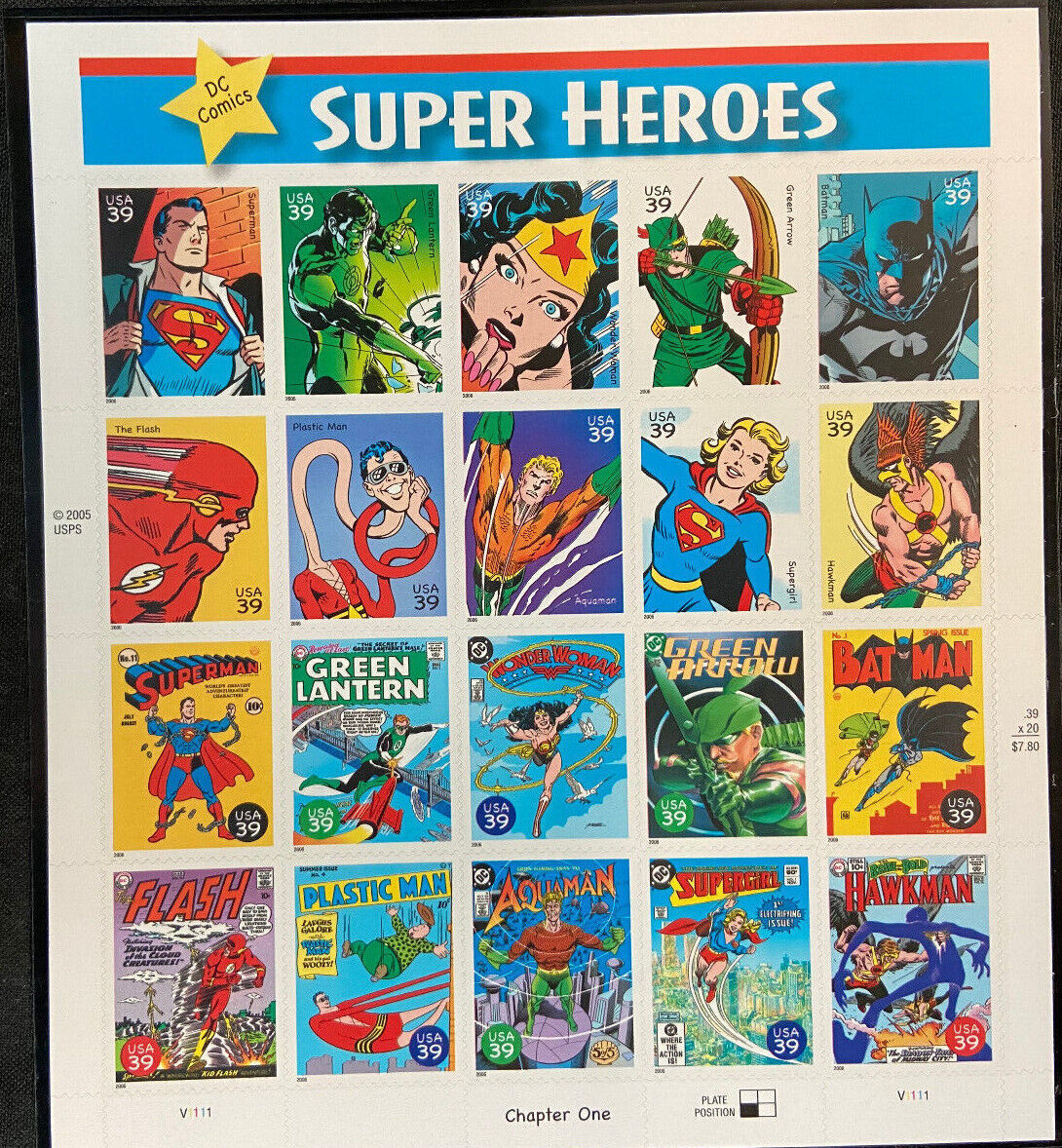 Comic Book Icons on Stamps Booklet With DC Superhero Unused Stamps ...