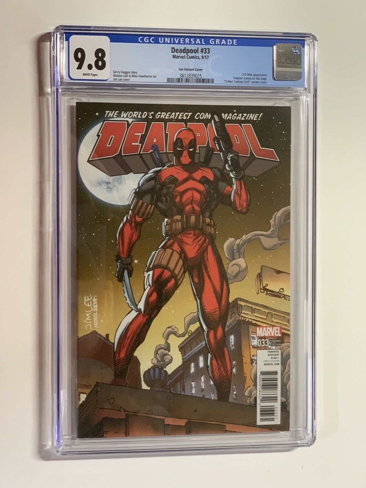 Deadpool 33 cgc 9.8 wp jim lee variant cover marvel 2017 ...