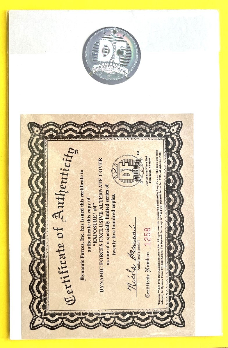 Exposure 4 Dynamic Forces AL RIO Cover COA (1999) B6 | Comic Books ...