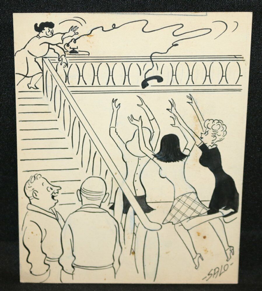 Woman Throws Phone to Other Women Gag - Signed art by Salo Roth | Comic ...