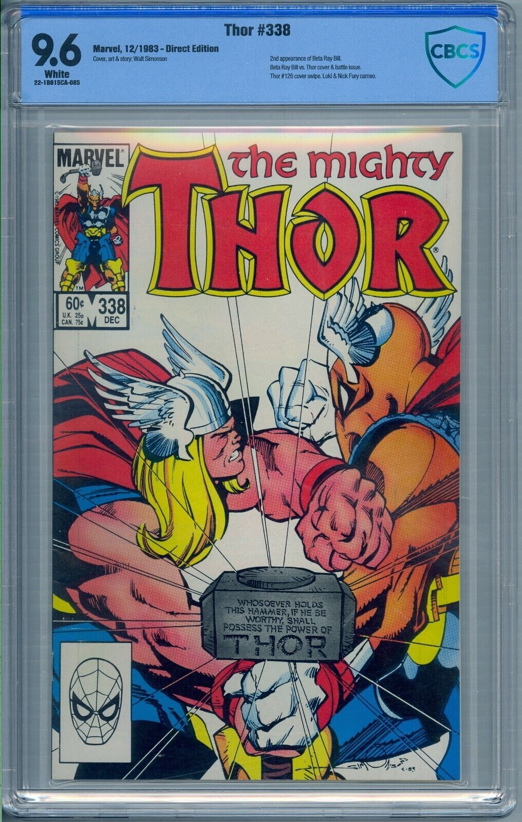 Thor #338 Cbcs 9.6 2nd Beta RAY Bill Walt Simonson White Pages NOT CGC ...