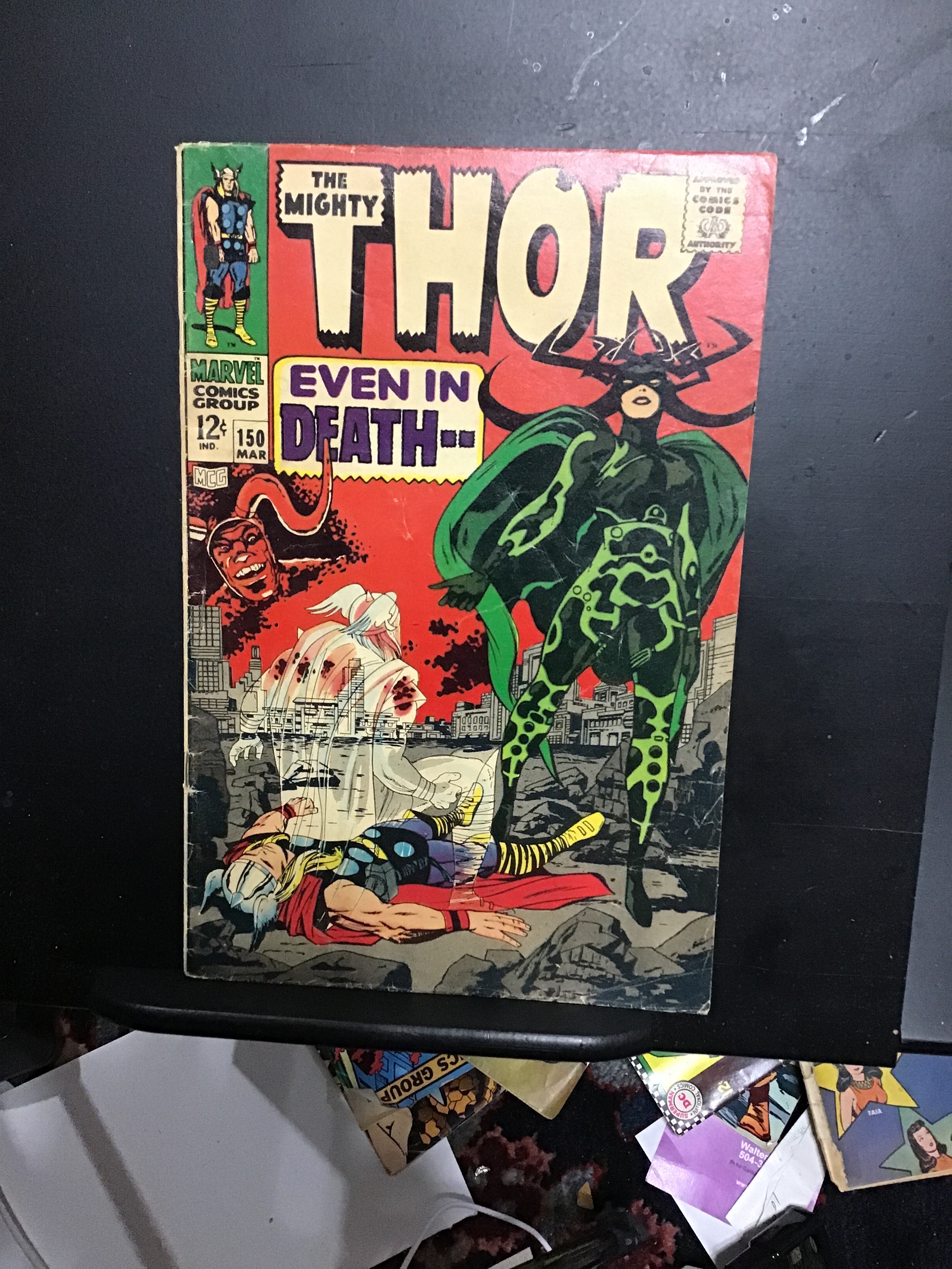 Thor #150 (1968) Mid-grade Hella cover! Inhumans Kirby art! VG+ Wow ...
