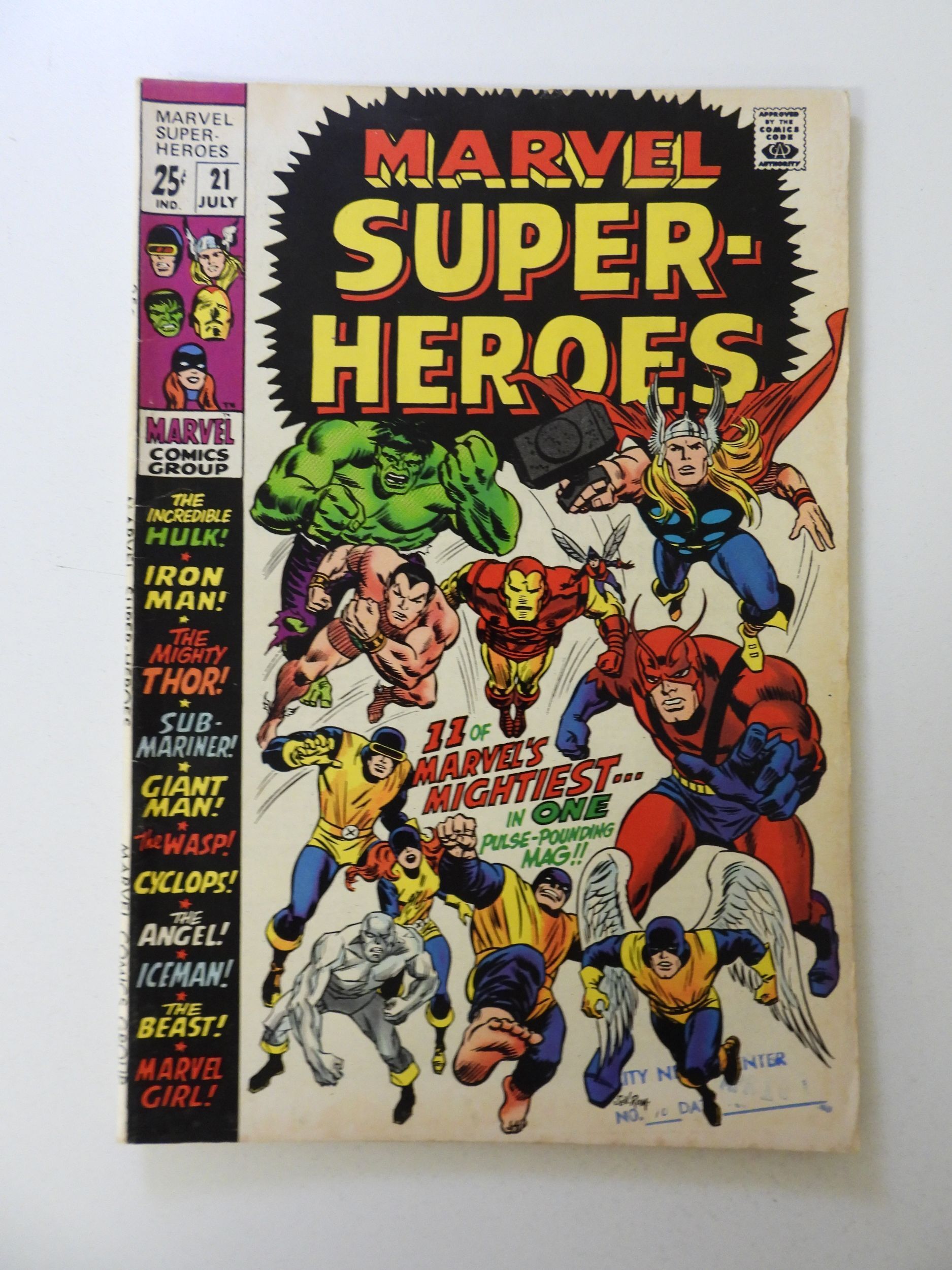 Marvel Super-Heroes #21 (1969) FN+ condition "stamp,ink front cover ...