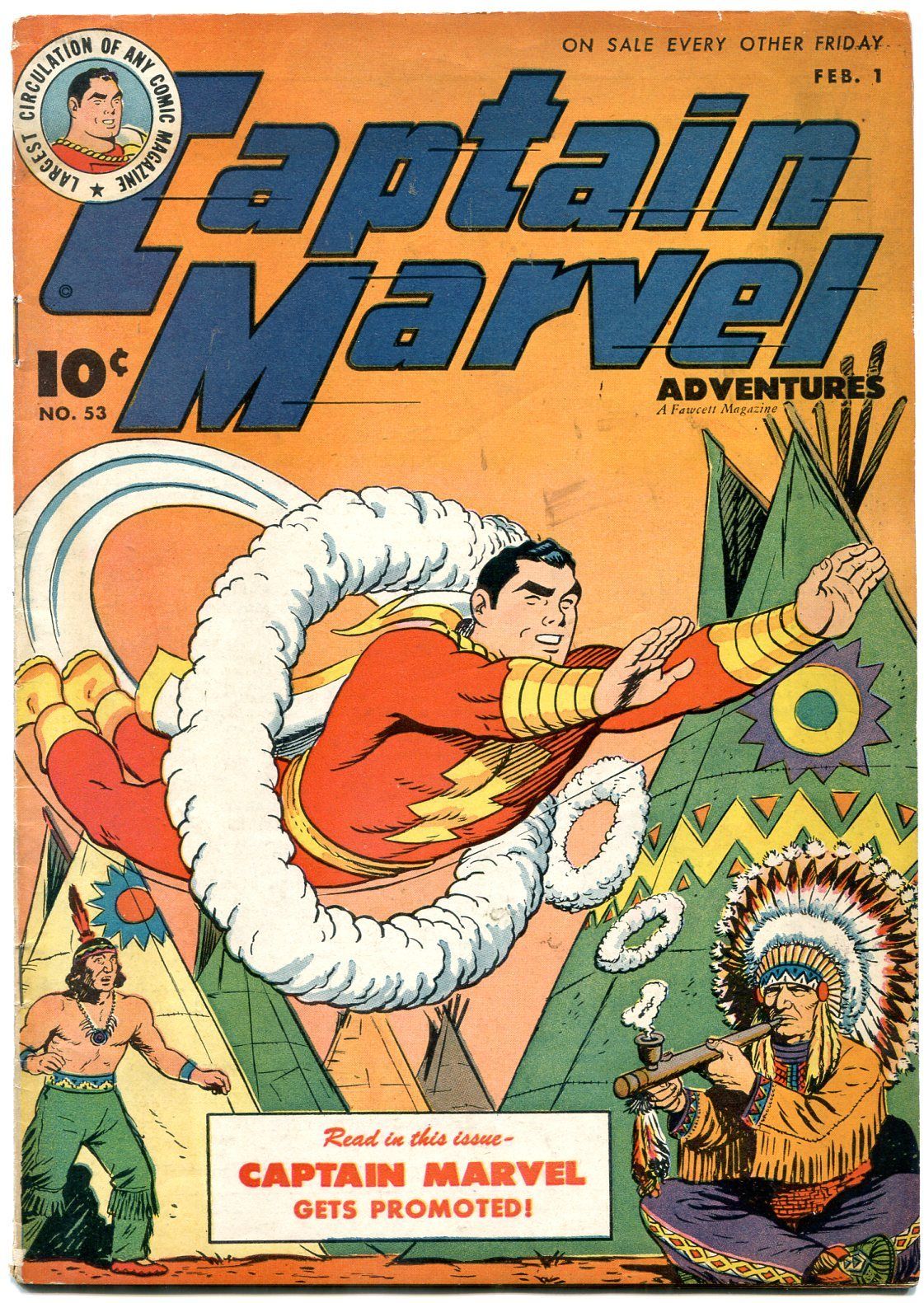 Captain Marvel Adventures #53 1946- Peace Pipe cover- Golden Age FN ...