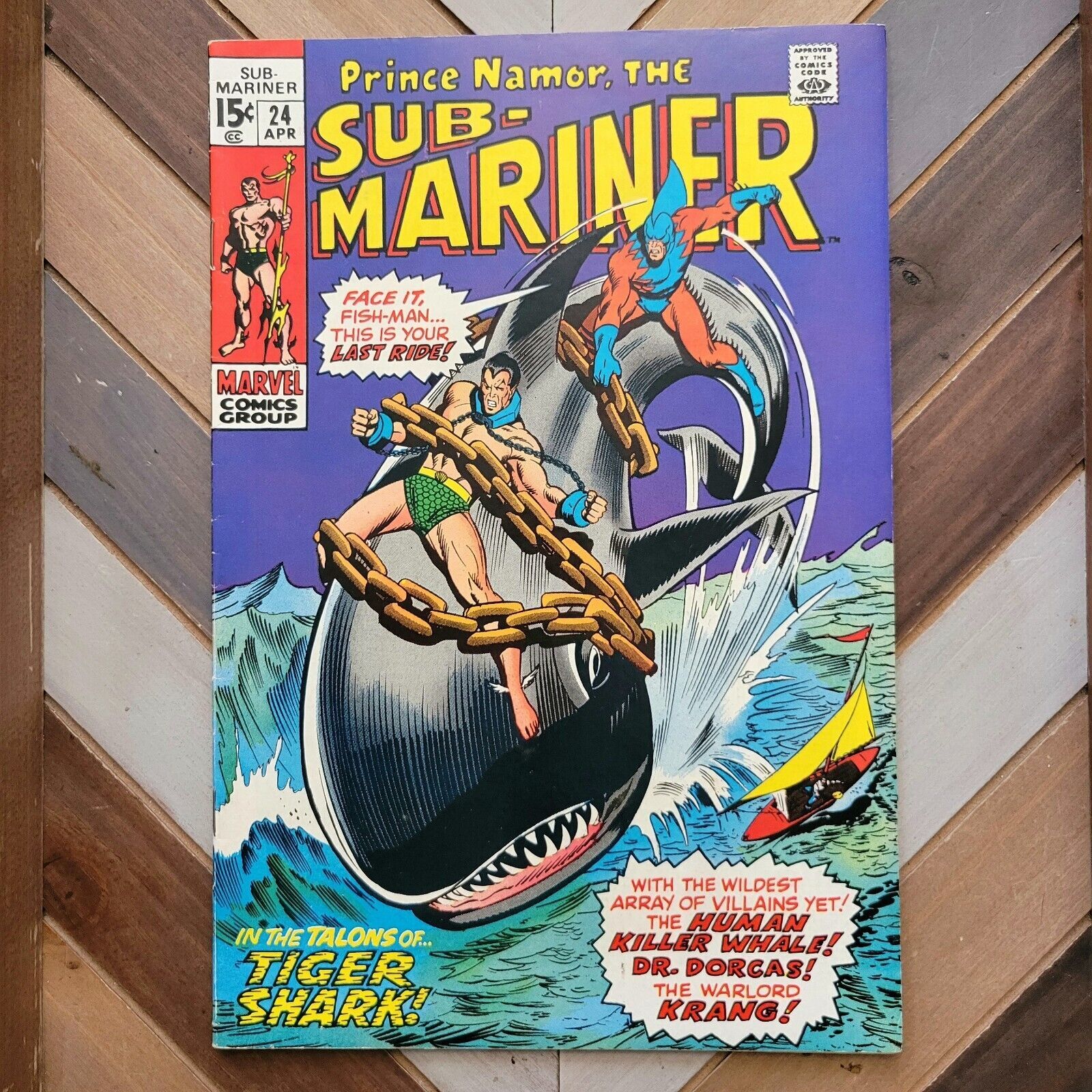 Sub-Mariner #24 FN (Marvel 1970) TIGER SHARK, LADY DORMA, ORKA, Buscema ...