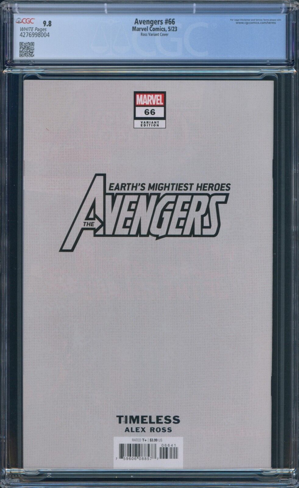 Avengers #66 CGC 9.8 Alex Ross Timeless Ultron Virgin Variant Marvel ...