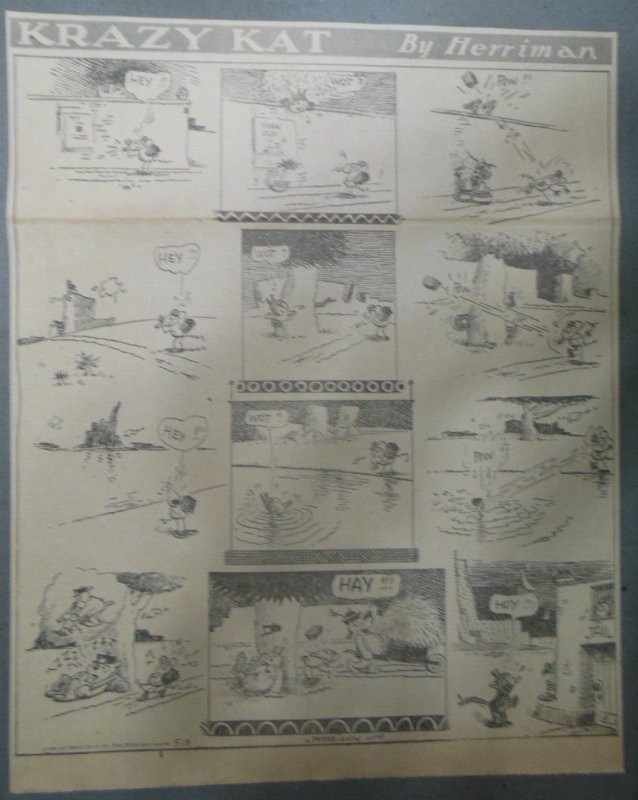 Krazy Kat Sunday Page by George Herriman 5/18/1930 Size: 12 x 15 inch ...