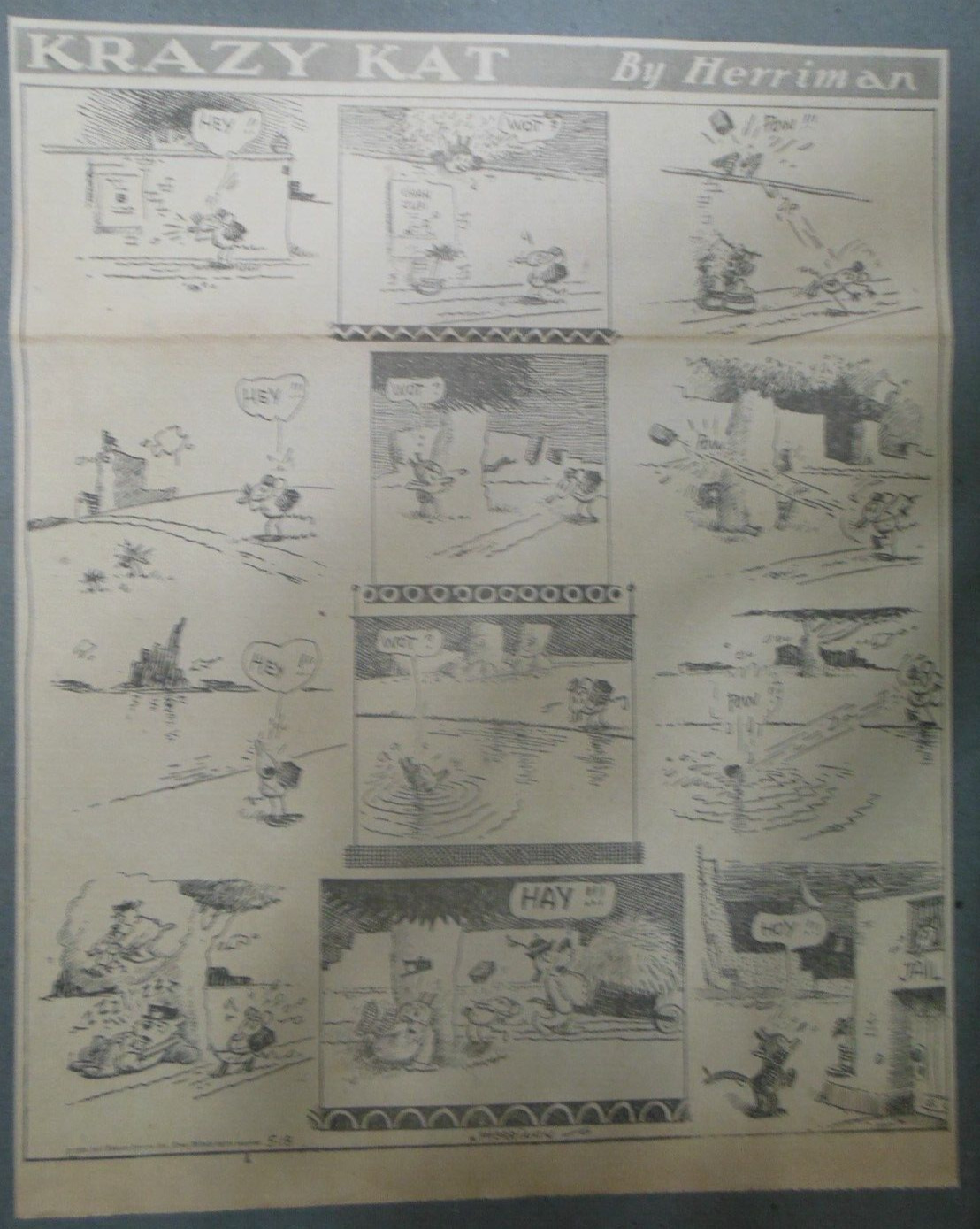 Krazy Kat Sunday Page by George Herriman 5/18/1930 Size: 12 x 15 inch ...