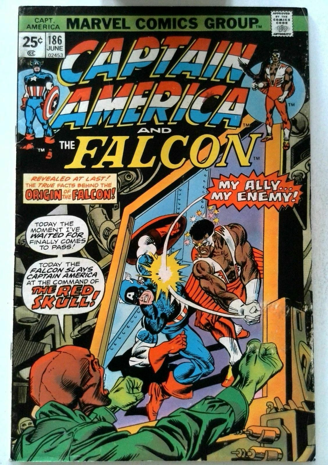 Captain America #186 Marvel 1975 FN/VF Bronze Age The Falcon Comic Book ...
