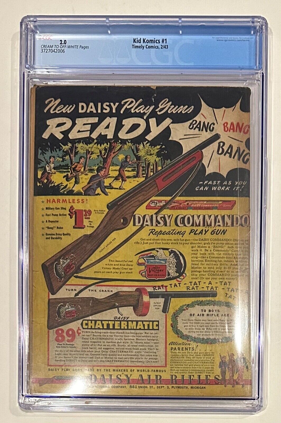 (1943) KID KOMICS #1 CGC 2.0! 1st Captain Wonder! Rare Golden Age ...