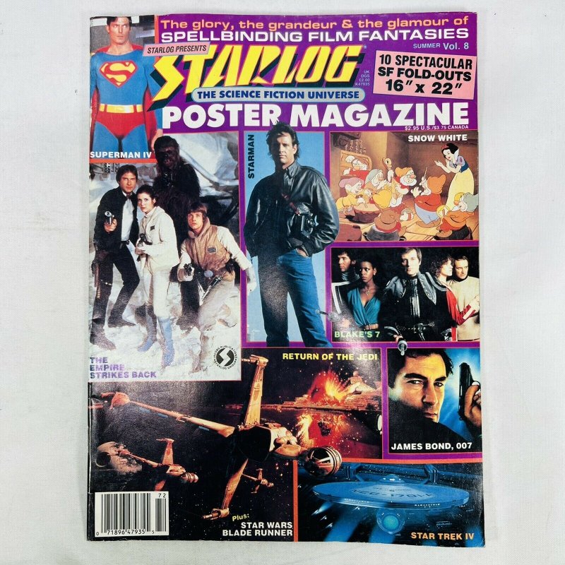 Starlog Poster Magazine Vol #8 Star Wars James Bond Snow White 1987 ...