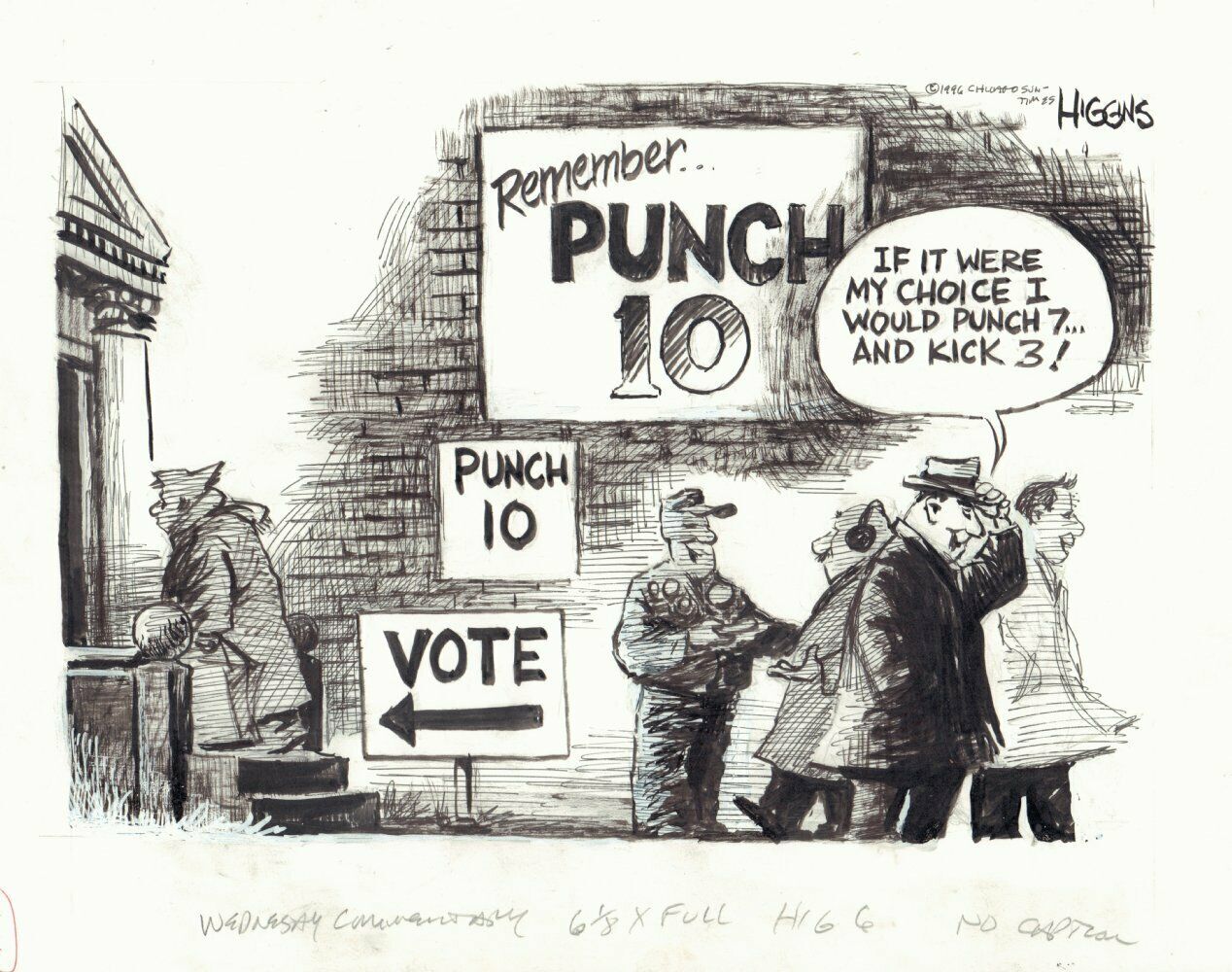 Punch 10 Voting Line Chicago Sun-Times Newspaper Cartoon - art by Jack ...