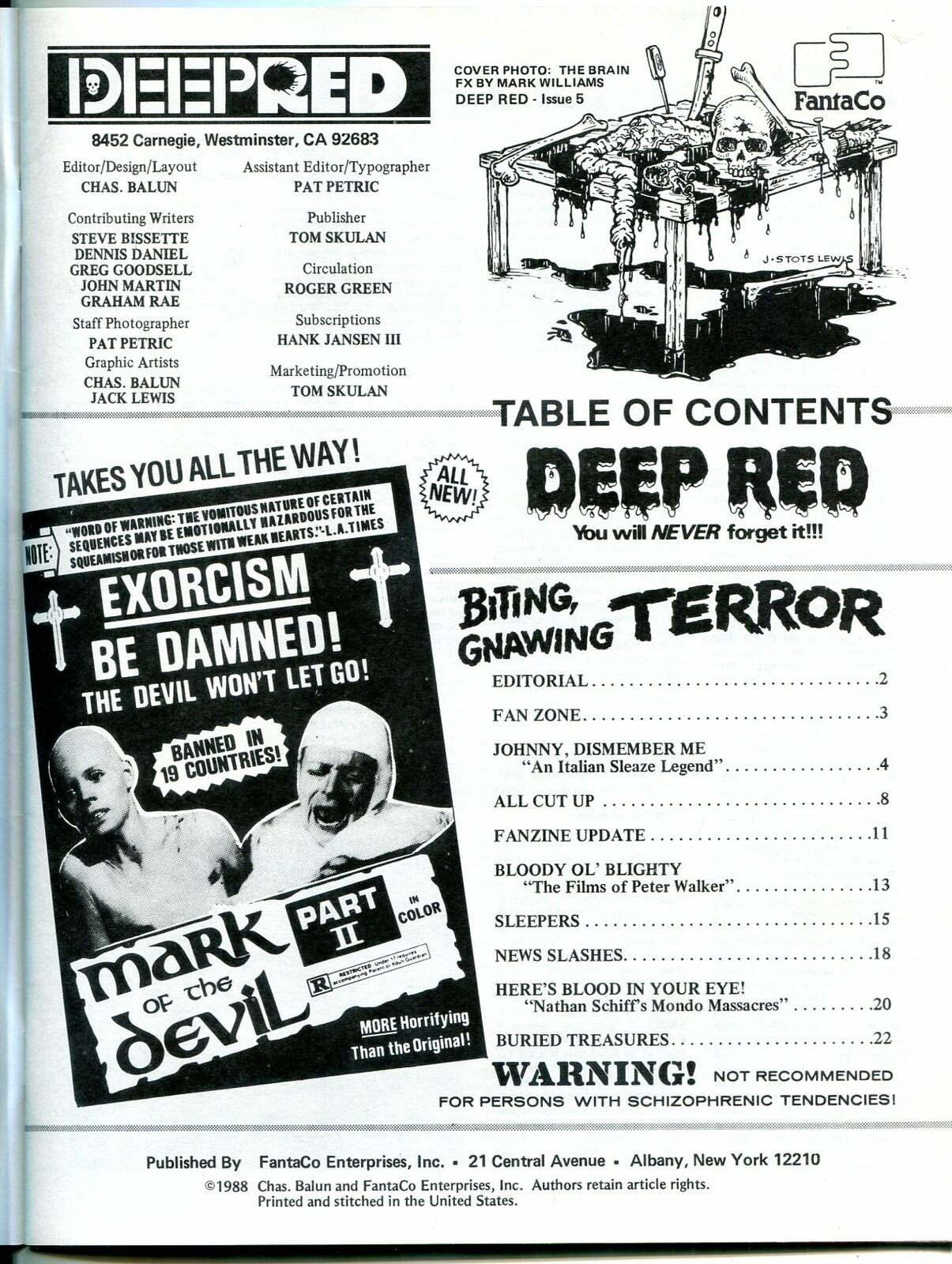 Deep Red Magazine #5 1989- Gore- Splatter - Johnny Dismember Me | Comic ...