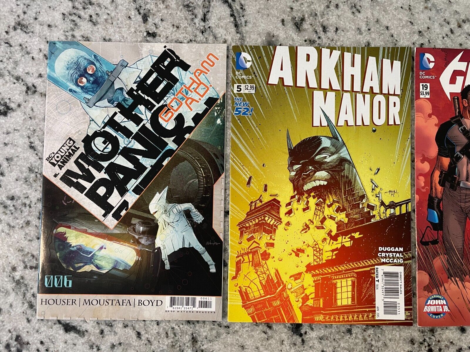 3 DC Comic Books Grayson 19 + Arkham Manor 5 + Mother Panic Gotham AD 6 ...