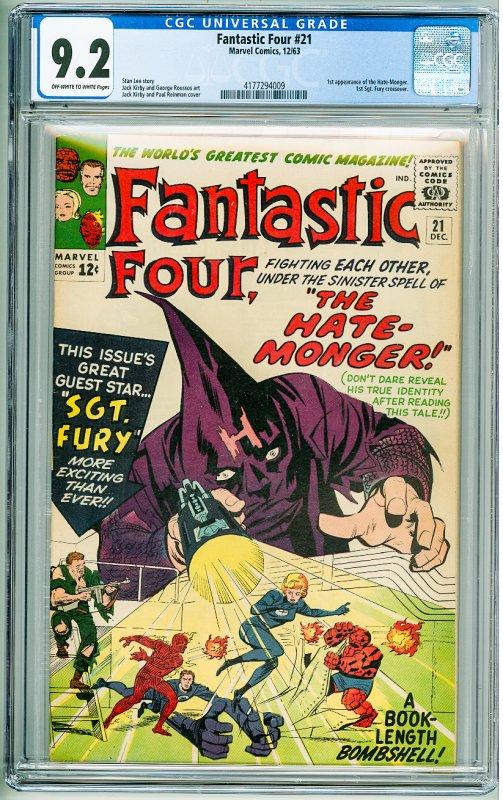 Fantastic Four #21 (1963) CGC 9.2! OWW Pages! 1st Appearance of the ...