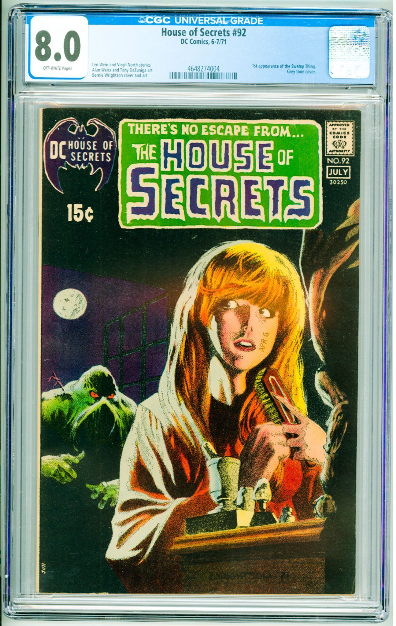 House of Secrets #92 (1971) CGC 8.0! OW Pages! 1st Appearance of Swamp ...