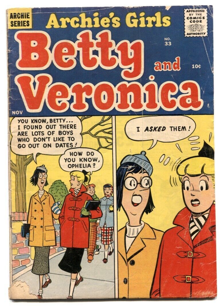 Archie's Girls Betty And Veronica #33 1957- JUGHEAD- reading copy ...