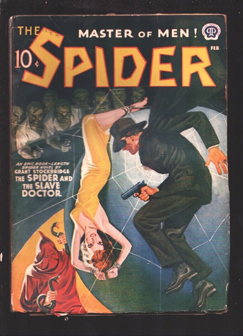 Spider 2/1941-Popular-"Spider and the Slave Doctor"-Hooded menace uses ...