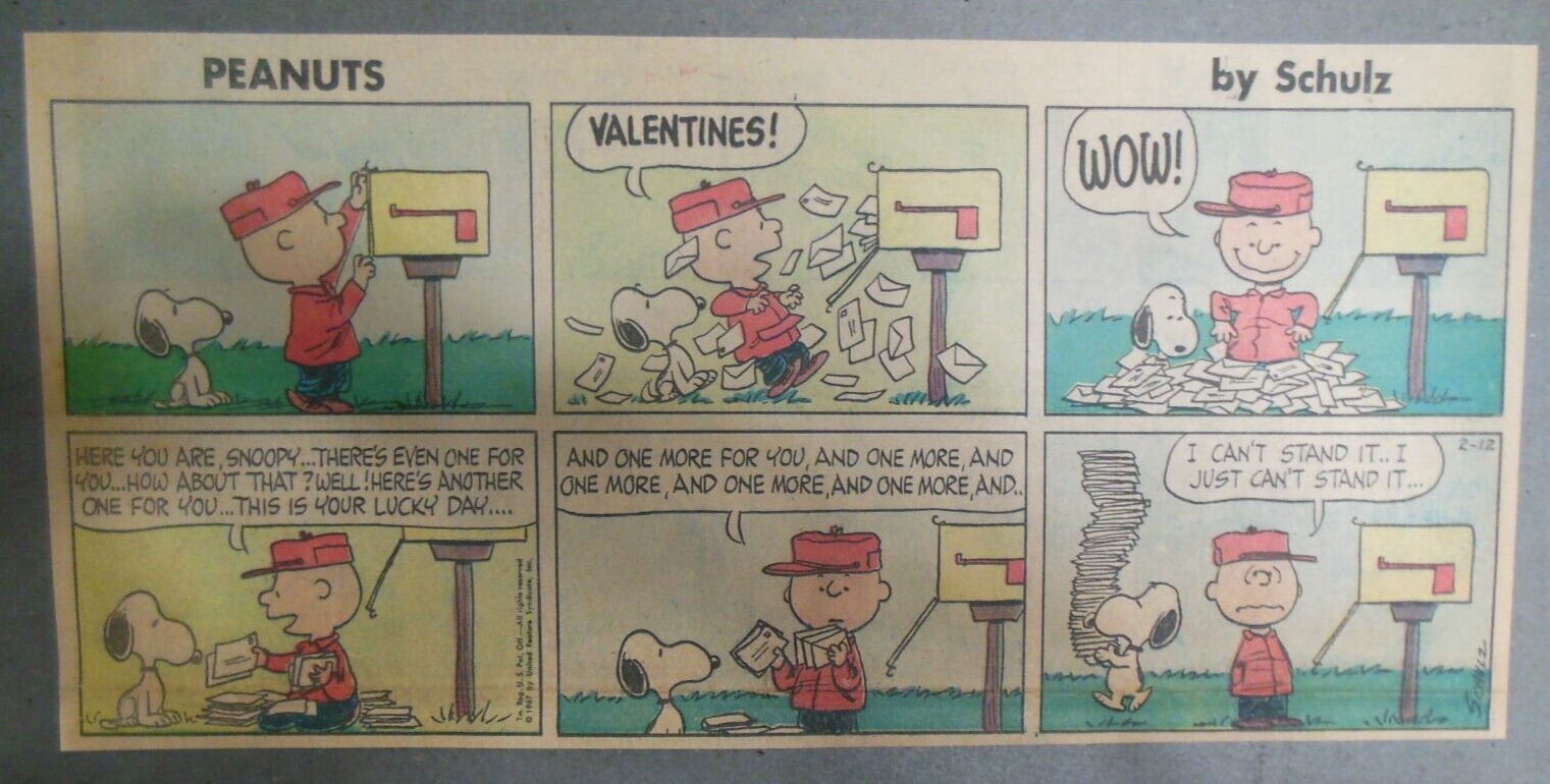 Peanuts Sunday Page by Charles Schulz from 2/12/1967 Size: ~7.5 x 15 ...
