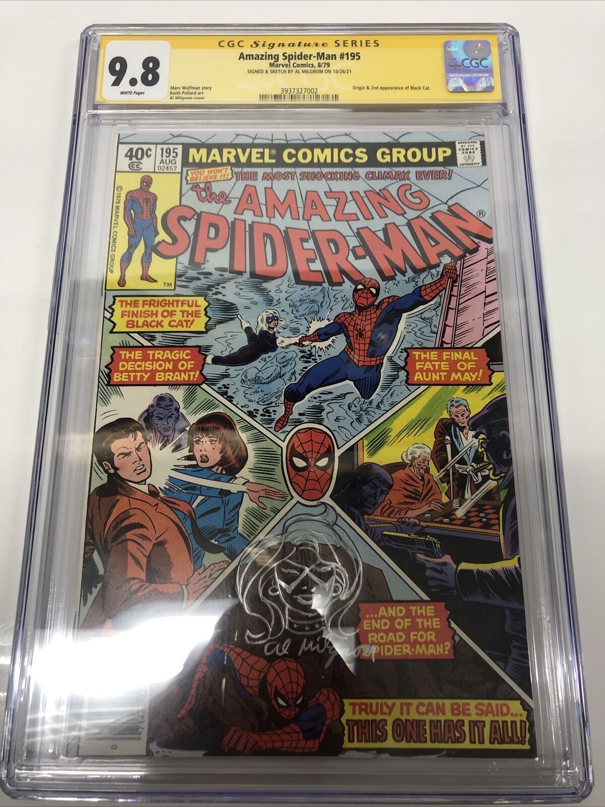 Amazing Spider-Man (1979) # 195 (CGC 9.8 SS) Signed & Sketch Al Milgrom ...