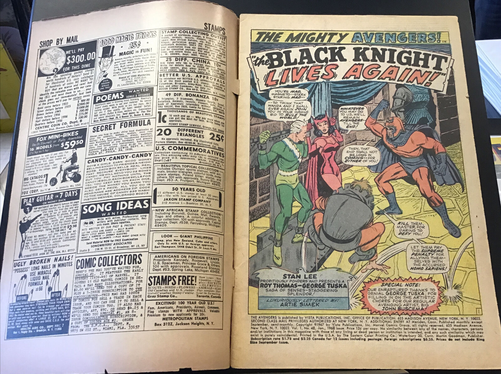 THE AVENGERS #48 Jan 1968 1st App Dane Whitman as BLACK KNIGHT Marvel ...