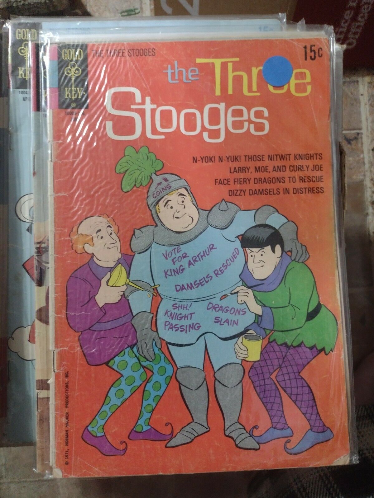 The Three Stooges # 51 1971 Gold Key Bronze AGE Larry MOE Curley YUK ...