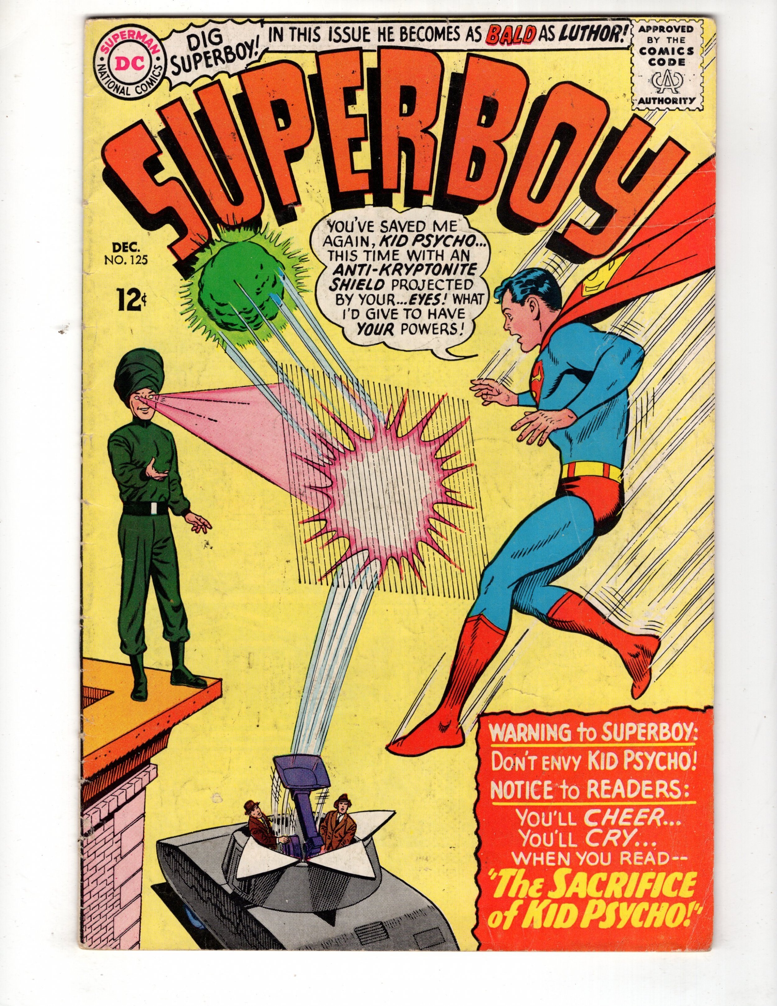 Superboy #125 (1965) "The Sacrifice of KID Psycho!" / Id#329 | Comic ...