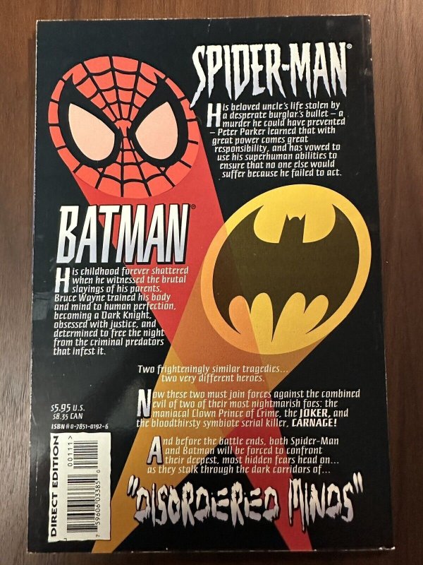 Spiderman and Batman #1 VF- Signed By Scott Hanna (Marvel/DC 1995 ...
