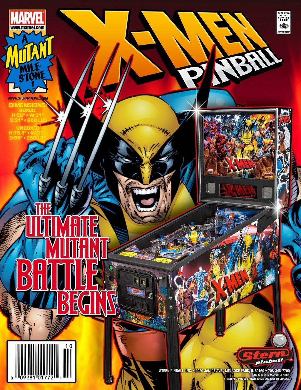 Stern Marvel X MEN Pinball FLYER Original NOS Wolverine 2012 Comic ...