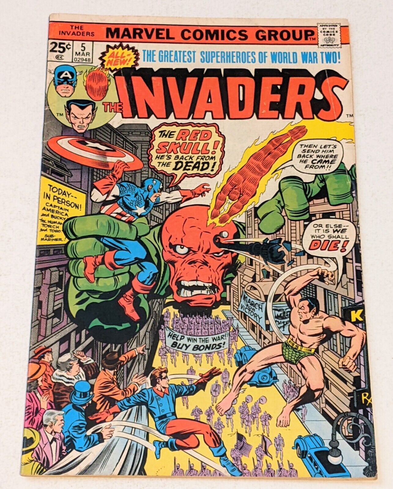 Invaders #5 (Mar 1976, Marvel) VG- 3.5 Origin of Liberty Legion | Comic ...