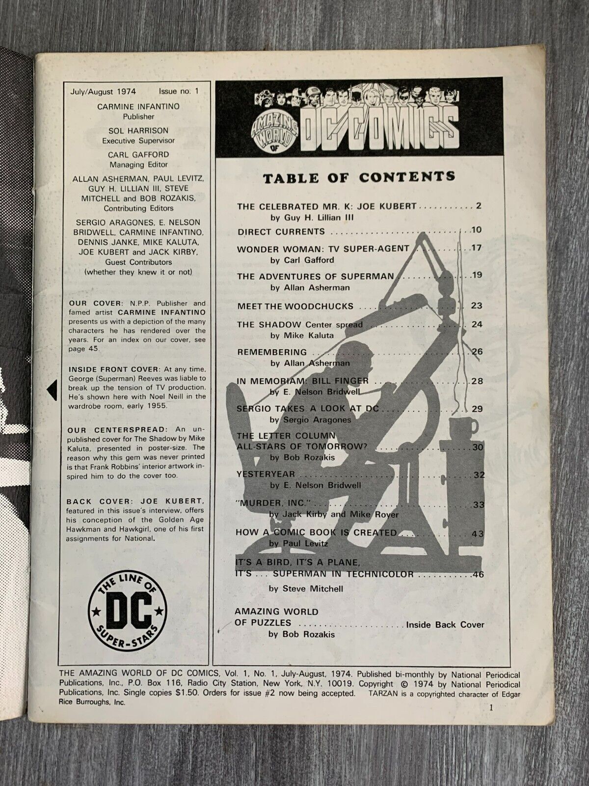 1974 AMAZING WORLD OF DC COMICS #1 VG+ 4.5 Joe Kubert / Jack Kirby ...