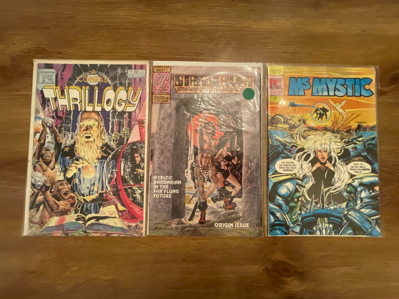 Lot Of 3 Pacific Comics Ms Mystic 2 + Starslayer # 1 + Conrad Thrillogy ...