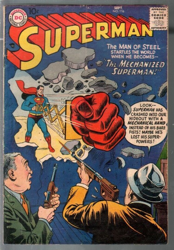 Superman #116 1957-DC-Giant fist cover-VG- | Comic Books - Silver Age ...